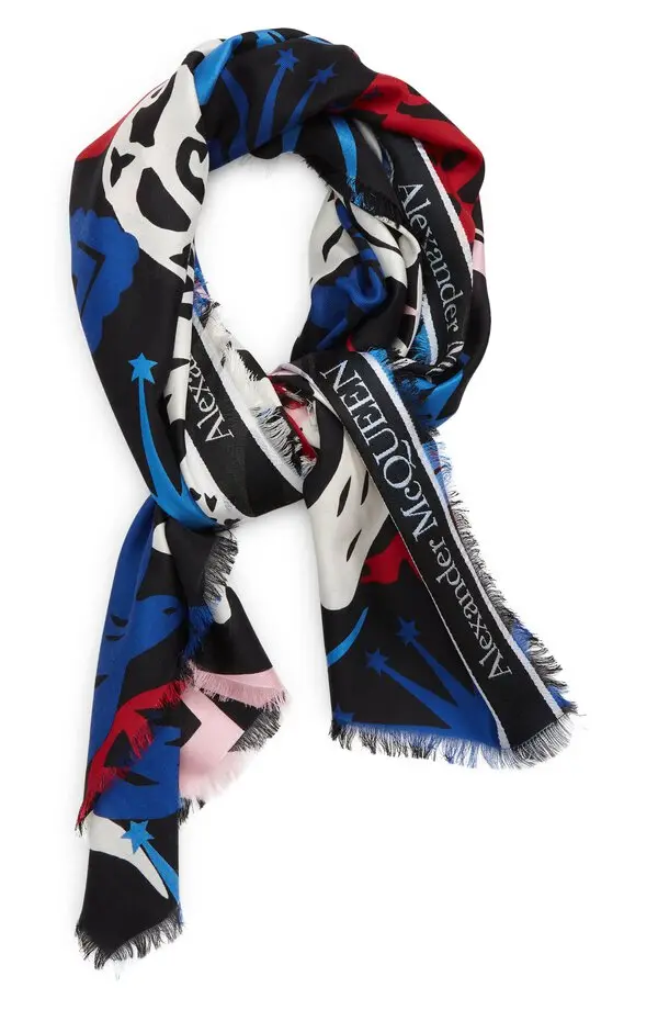 ALEXANDER MCQUEEN 　マフラー　 flexwitme Alexander Mcqueen Papercut Selvedge Wool & Silk Blend Scarf In